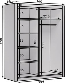 ADRK Furniture Posuvná skříň MORELL 160 SW-MLL-160-A
