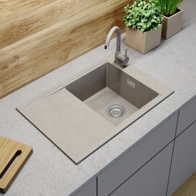 Gamma Design 7050, 1-komorový granitový dřez 700x480x205 mm, béžová, GMA-ZLE000126
