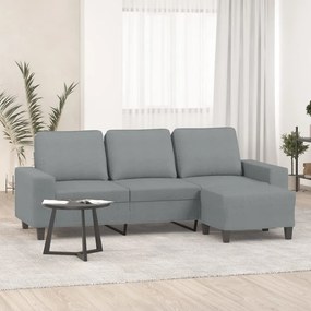 3místná pohovka s podnožkou světle šedá 180 cm textil 3201151