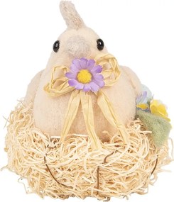 Béžová dekorace slepička v hnízdě - 10*11*13 cm
