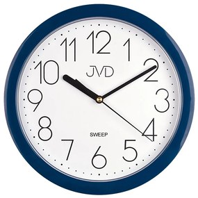 JVD Modré plastové nástěnné netikající tiché hodiny JVD HP612.17