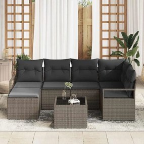 Set pohovek 7 ks Světle šedá polyratan 3355128