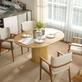 HOMCOM rozkládací jídelní stůl, kuchyňský stůl, pro 6 až 8 osob, 110–150 x 75 cm, vzhled přírodního dřeva