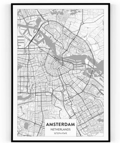 Plakát / Obraz Mapa Amsterdam Pololesklý saténový papír 210 g/m² A4 - 21 x 29,7 cm