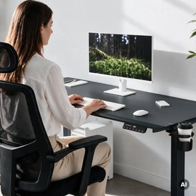 Elektrický stůl s regulací výšky ergonomický antracitový,1400x700 mm: ARIA