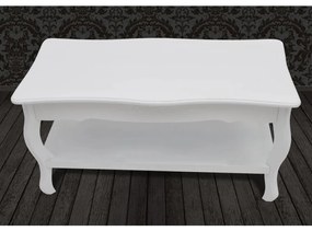Antik konferenční stolek s poličkou - bílý - Default Title