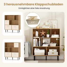 Costway 6-Cube knihovna s 3 odnímatelnými skládacími látkovými