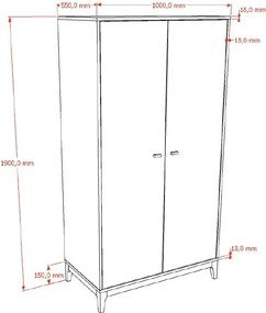 Šatní skříň v dekoru ořechu v tmavě přírodní barvě 100x190,5x55 cm Ilyas – Vipack