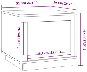 Konferenční stolek hnědý dub 51 x 50 x 44 cm kompozitní dřevo