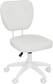 Vinsetto otočná židle z PU kůže s výškově nastavitelným bezpodruhovým sedákem, nosnost 120 kg, 46x59x82-92 cm, bílá