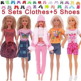 Šatičky pro panenku Barbie - 5 ks (30 cm) Barva: G