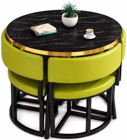 LuxuryForm DESIGN Jídelní set MONTE 4+1 - zelený / černý