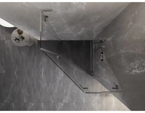 Mexen Lunar, L pětiúhelníkový sprchový kout naklápěcí vpravo 80 x 80 cm, 8mm čiré sklo, ocelový profil, 831L-080P-080L-97-00-P