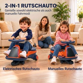 AIYAPLAY Elektrické odrážedlo 2 v 1 s hudbou, oranžové