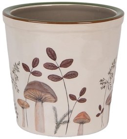 Béžový obal na květináč s houbičkami Little Forest Jewels L - Ø 17*16 cm