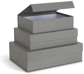 Šedé kartonové úložné boxy v sadě 3 ks s víkem/dekorativní 42,5x29,5x13 cm Kian Paper Laminate – Bigso