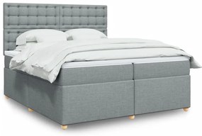 Box spring postel s matrací světle šedá 200 x 200 cm textil 3291401