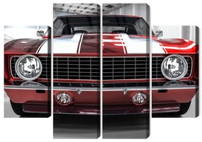Vícedílný obraz Červené Svalové Auto V Garáži Nedostatek Nedostatek Přírodní plátno 80x60