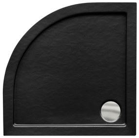 Besco Čtvrtkruhová akrylátová sprchová vanička ARON NEW SE HR 80x80 (90x90) B SlimLine Stone Effect Barva: Stone Effect černá, Rozměry (cm): 80x80