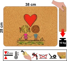 PokojovaDekorace.cz, Korkové prostírání s potiskem - 507, srdce, 38x28 cm, 1 ks