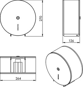 Sapho Sapho, Zásobník na toaletní papír do průměru 24cm, 264x126x270mm, černá mat, 2448