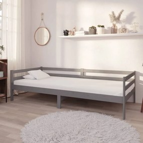 Denní postel s matrací 90 x 200 cm šedá masivní borové dřevo
