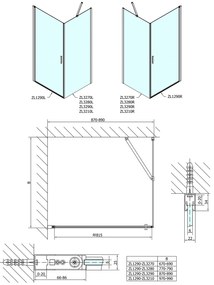 Polysan, Zoom Line obdélníková sprchová zástěna 900x800mm L/P varianta, ZL1290ZL3280