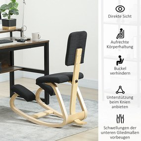 HOMCOM Ergonomická kolenní židle, kolenní stolička, zdravotní židle pro domácnost, kancelář, meditaci, černá