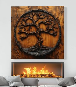 Obraz na plátně - Strom života Sedull, dřevo styl FeelHappy.cz Velikost obrazu: 120 x 120 cm