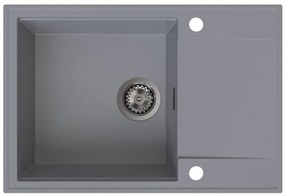 Sink Quality Sink55, kuchyňský granitový dřez 680x460x215 mm + grafitový sifon, šedá, SKQ-SINK.D.1KDO.XB
