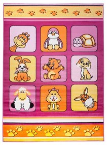 Dětský kusový koberec Animals růžový 100x160cm