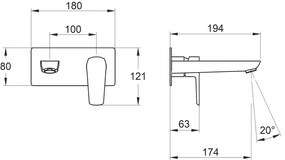 Novaservis Metalia 58 - Umyvadlová baterie pod omítku včetně tělesa, chrom, 58200,0