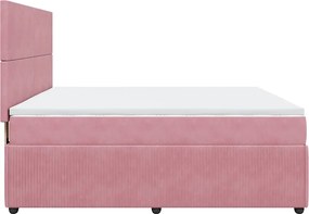 Box spring postel s matrací růžová 180x200 cm samet 3294705