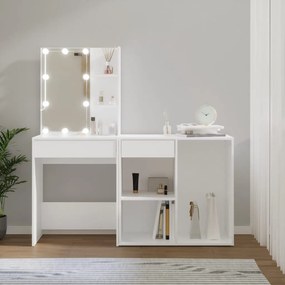 LED toaletní stolek se skříňkou bílý kompozitní dřevo 3082017