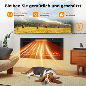 Costway 42'' Elektrický krb 750 W/1500 W vestavěný krb s APP s podporou WiFi