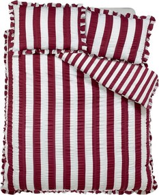 Tmavě fialové povlečení na dvoulůžko 220x230 cm Seersucker Frill Stripe – Catherine Lansfield
