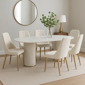 Čalouněná jídelní židle Modig ecru/zlatá