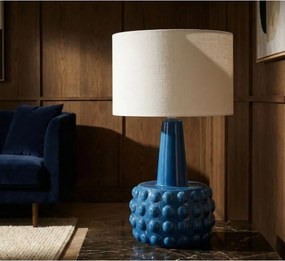 Bílá/modrá keramická stolní lampa s textilním stínidlem (výška 51,5 cm) Gress – Mauro Ferretti
