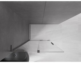 Mexen Velar L, posuvná sprchová zástěna Walk-in 90 x 200 cm, 8mm čiré sklo, grafit broušený, 871-090-003-03-66