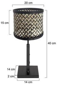 Stolní lampa Stang 3707ZW, černá/přírodní proutí