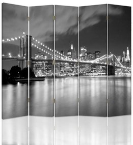 Ozdobný paraván, Panorama z Brooklynského mostu - 180x170 cm, pětidílný, obustranný paraván 360°