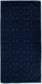Pip Studio ručníky z bavlněného froté Tile de Pip, tmavě modré (Luxusní ručníky z bavlněného froté v designu Tile de Pip v tmavě modré barvě )