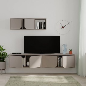 KALUNE DESIGN Set TV stolku a nástěnné police SPARK světle hnědý 855DTE3127