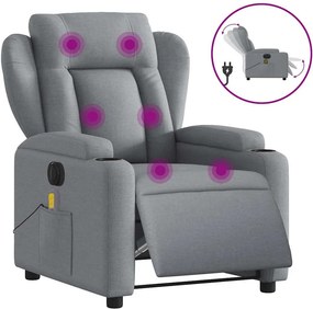 Elektrické masážní polohovací křeslo světle šedé textil 3204470