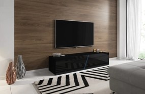 TV stolek Slant s LED osvětlením 160 cm černý mat/černý lesk
