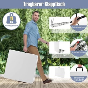 Costway Zahradní stůl skládací s HDPE stolovou deskou a rukojetí – 180 × 74 cm
