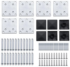 vidaXL Marketos Set plotových dílců WPC 792 x (105–186) cm černý