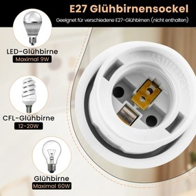 Costway Stojací lampa 146 cm s nožním spínačem a paticí E 27 a stínidlem lampy