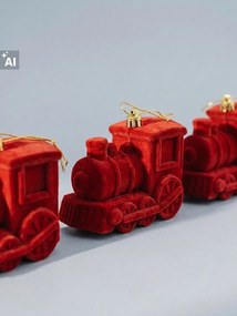 Sinsay - Vánoční baňky ve tvaru lokomotivy 3 pack - červená