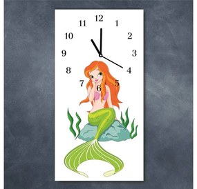 Nástěnné hodiny obrazové na skle dětské - Mořská panna